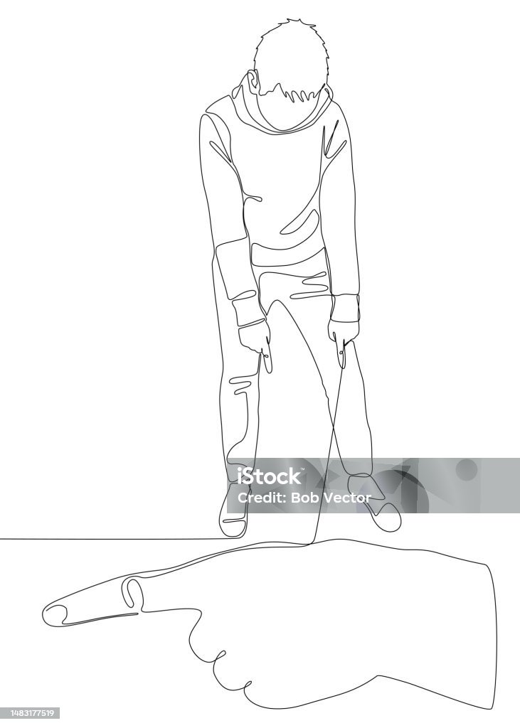 One Continuous Line Of Man Pointing With Finger At A Pointind Hand Thin