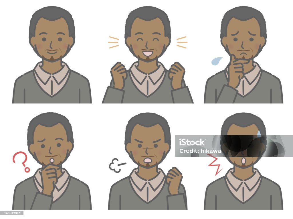 Berbagai Ekspresi Wajah Seorang Pria Kulit Hitam Paruh Baya Ilustrasi ... Berbagai Ekspresi Wajah Seorang Pria Kulit Hitam Paruh Baya Ilustrasi ...