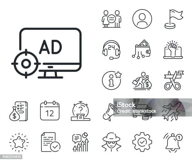 Icône De Ligne Adblock De Référence Signe Doptimisation Des Moteurs De