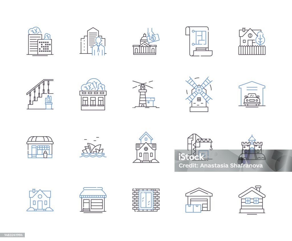 Realty And Building Outline Icons Collection Realty Building Estate ... Realty And Building Outline Icons Collection Realty Building Estate ...