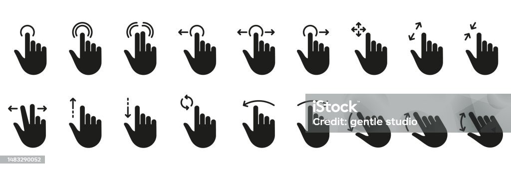 Sentuhan Jari Tangan Gesek Dan Seret Set Ikon Siluet Gesture Geser Ke ... Sentuhan Jari Tangan Gesek Dan Seret Set Ikon Siluet Gesture Geser Ke ...
