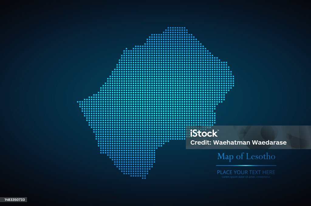 Vector Dotted Style Map Of Lesotho In Dark Blue Background Stock
