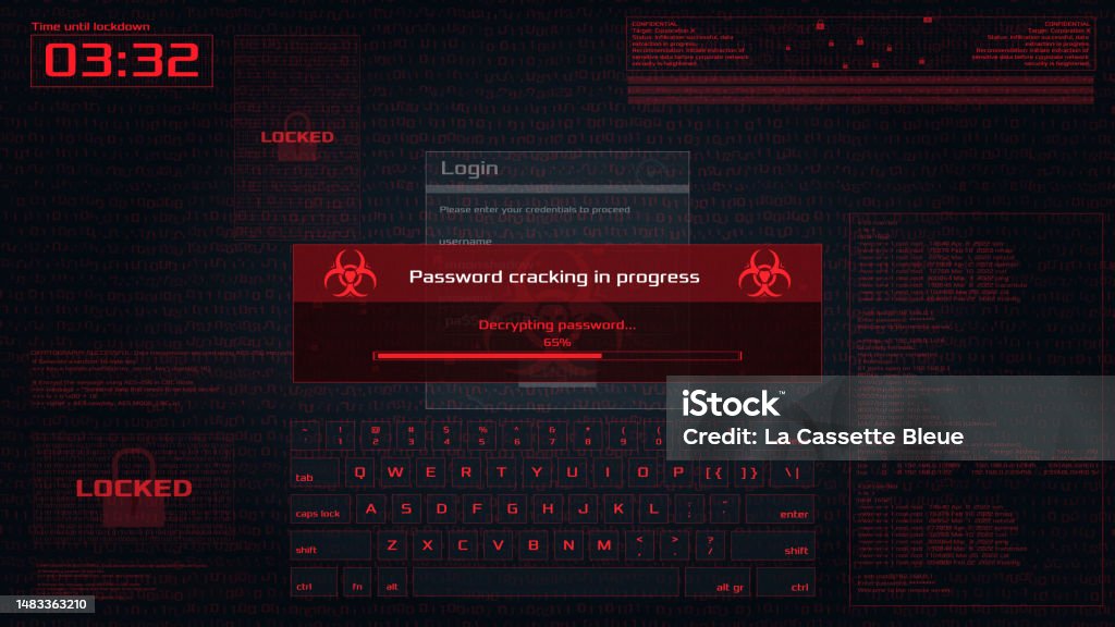Cracking Password In Progress Pop Up Hacker Interface Screen Hacking High Ui With Tracking Timer