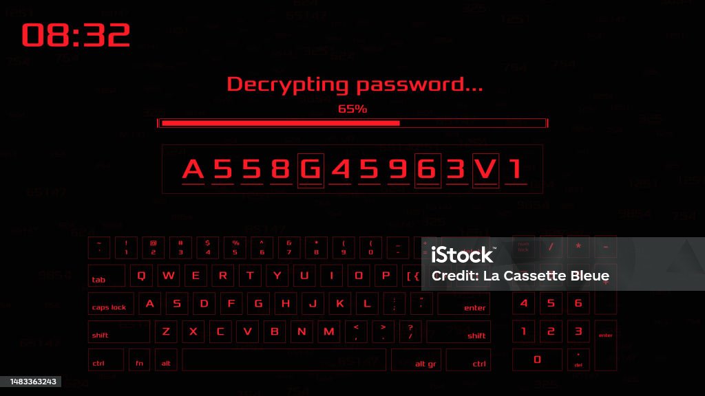 Cracking Password Interface With Keyboard Hacker Vector Hud Stock