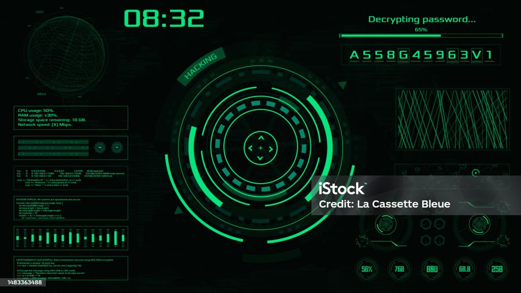 Hacker Interface Screen Code Window High Tech Ui Vector Password Hacking Hud Stock Illustration 7232