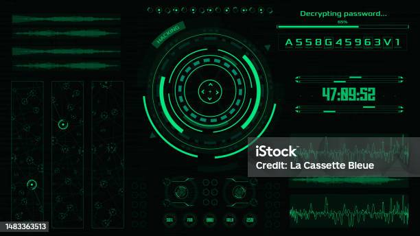 Hacker Interface Screen Hacking High Tech Ui With Timer Vector Password