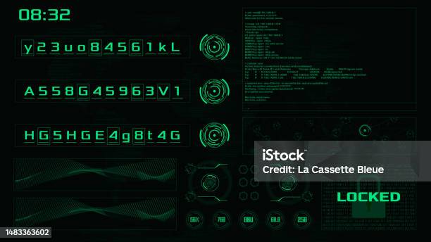 Hacker Interface Screen Hacking High Tech Ui With Timer Vector Password