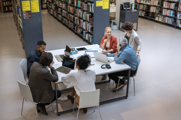 Free Stock Photo of Aerial View of Library With Stairs and Bookshelves ...