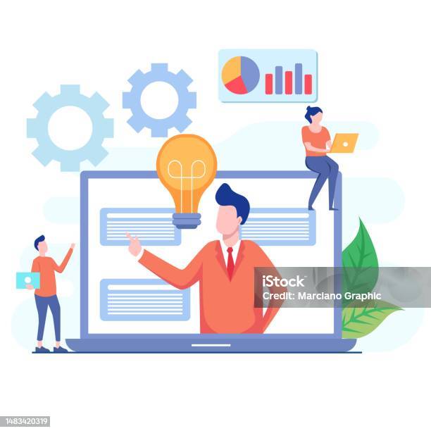 Konsep Desain Datar Modern Digital Marketing Untuk Banner Dan Website
