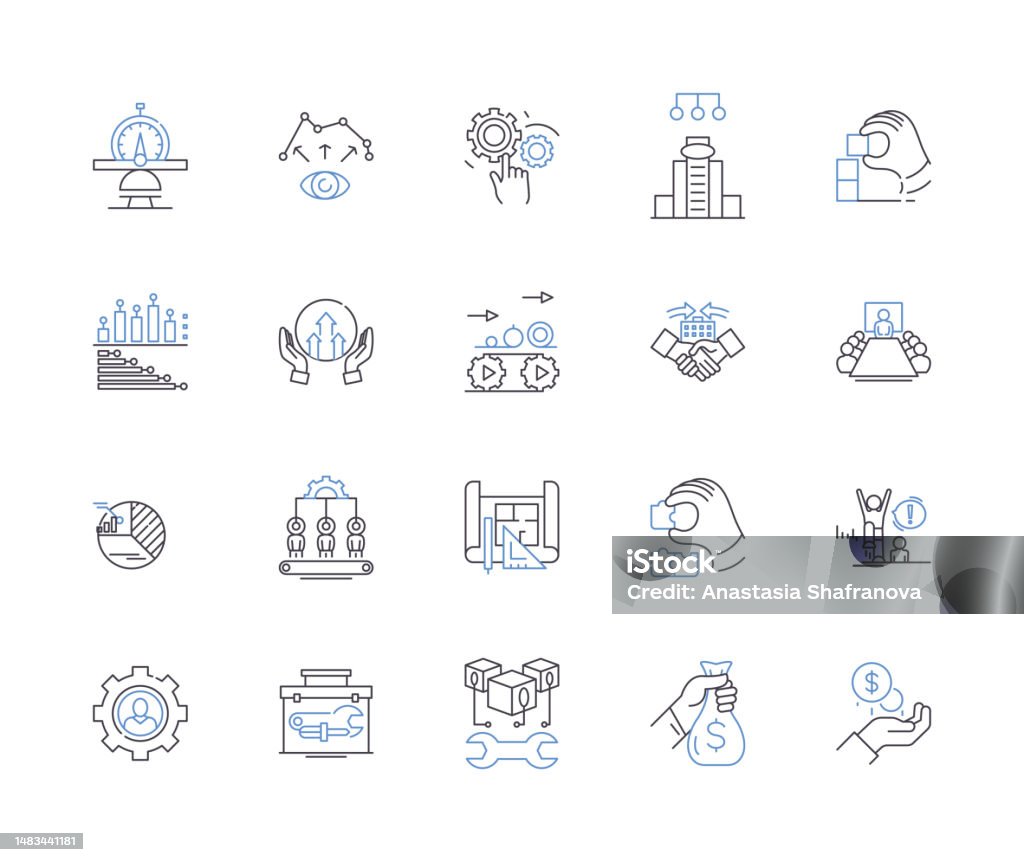 Factory Production Outline Icons Collection Manufacture Factory Production Fabricate Assemble
