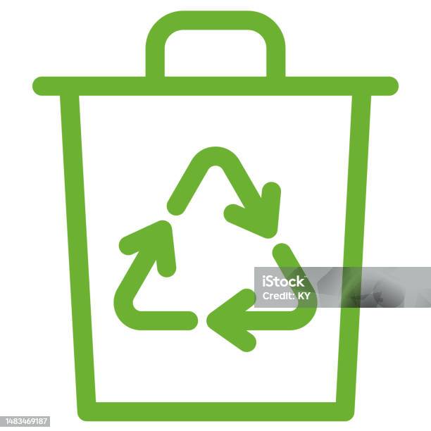 Icône Corbeille Avec Symbole De Recyclage Icône De Ligne Simple
