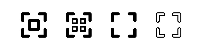 Pindai Set Ikon Kode Qr Dan Pemindaian Data Vektor Ilustrasi Stok
