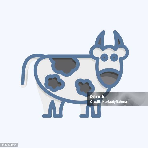 Ikon Sapi Terkait Dengan Simbol Idul Adha Gaya Doodle Desain Sederhana
