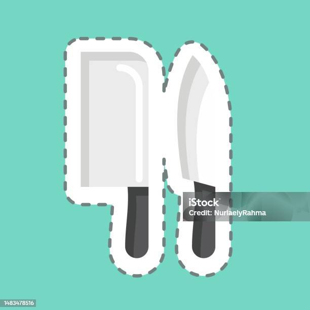Garis Stiker Memotong Pisau Terkait Dengan Simbol Idul Adha Desain
