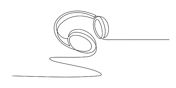 Casque Une Ligne Dart Gadget Dappareil Dessiné À La Main Contour