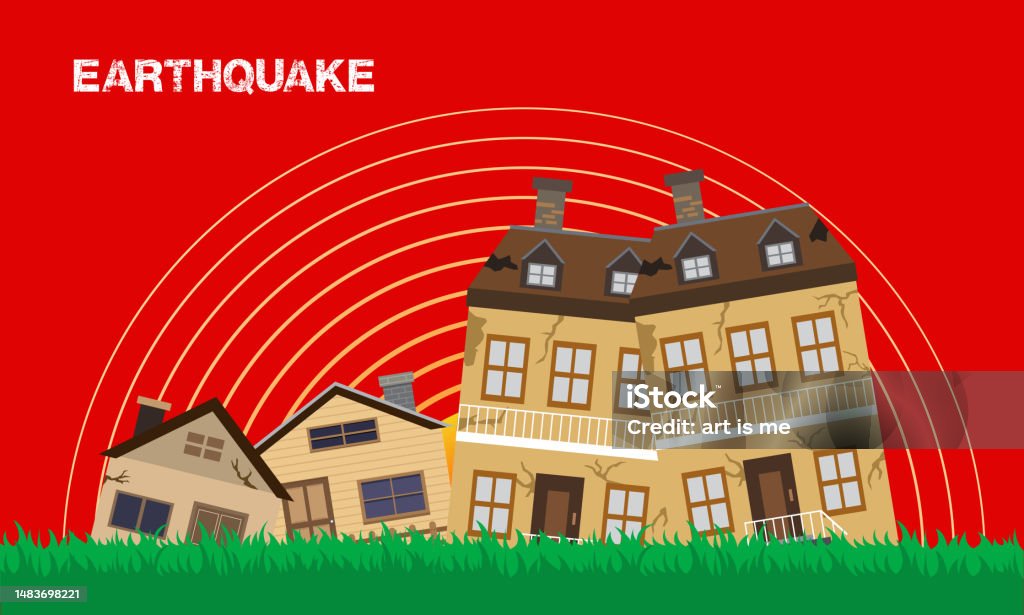 Earthquake Natural Disasters Vector Design Stock Illustration