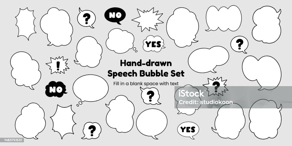 Ensemble De Bulles Ou De Ballons Simples Et Dessinés À La Main Y ... Ensemble De Bulles Ou De Ballons Simples Et Dessinés À La Main Y ...
