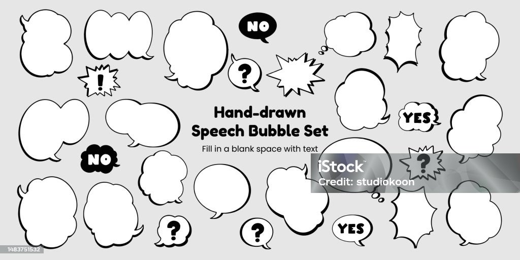 Ensemble De Bulles Ou De Ballons Simples Et Dessinés À La Main Y ... Ensemble De Bulles Ou De Ballons Simples Et Dessinés À La Main Y ...