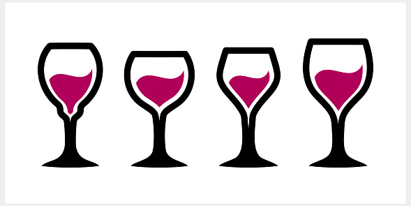 Wine Glass Toast Icon Isolated Stencil Hand Dravn Vector Stock