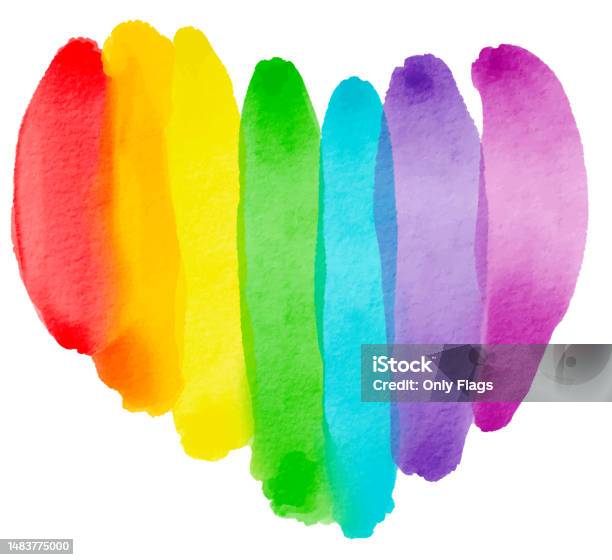 Konsep Tekstur Cat Air Bulan Lgbt Pride Gaya Kuas Bendera Pelangi Dalam