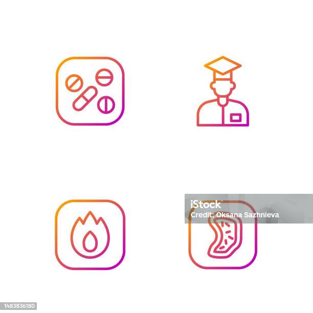 Set Line Bakteri Api Api Obat Pil Atau Tablet Dan Asisten Laboratorium
