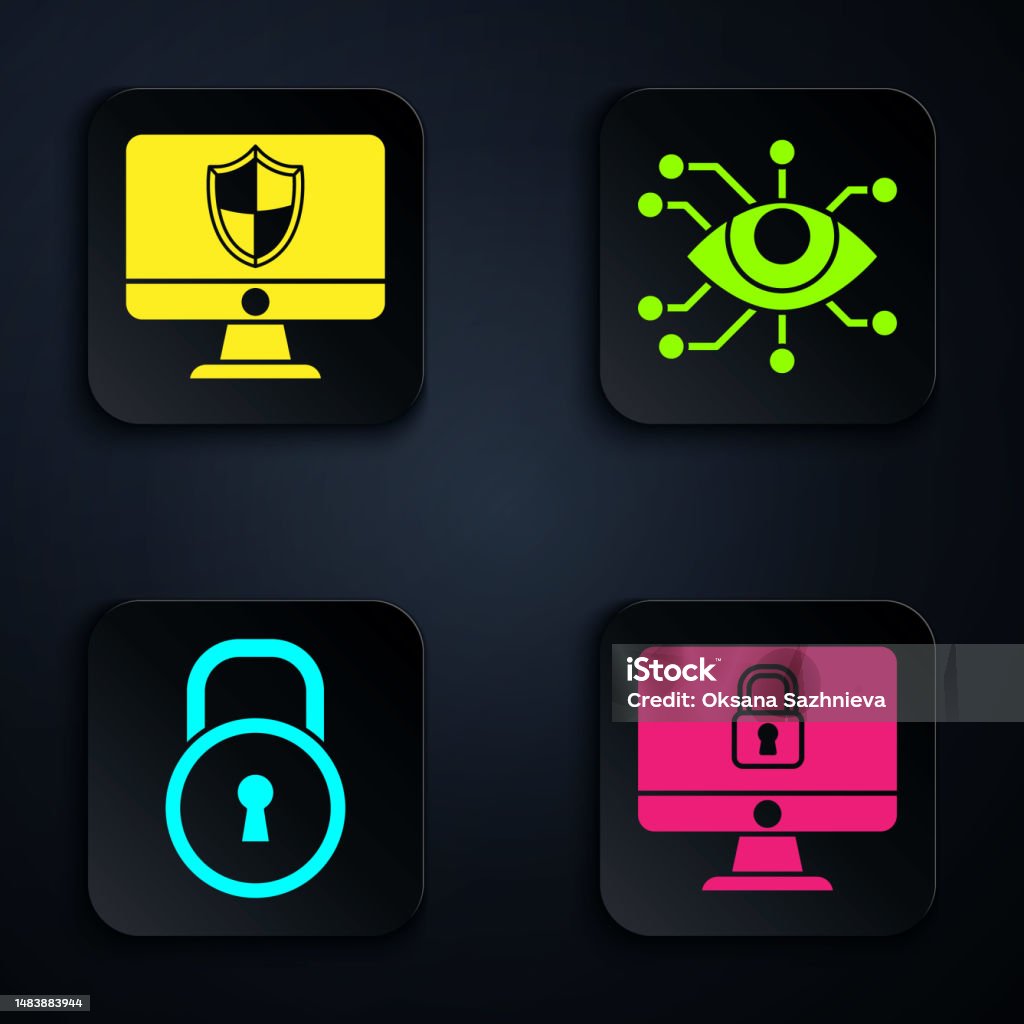 Set Lock On Computer Monitor Screen Computer Monitor And Shield Lock