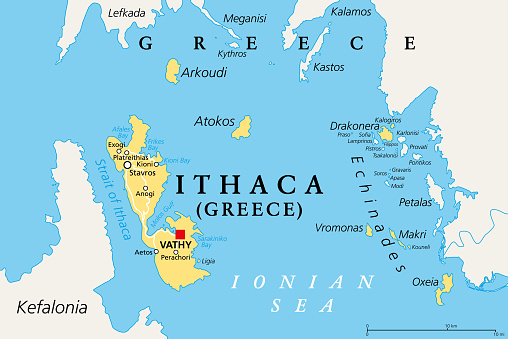Ithaca Regional Unit Part Of The Greek Ionian Islands Political Map