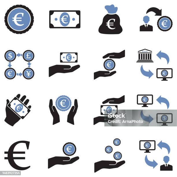 Icônes De Leuro Design Plat Bicolore Illustration Vectorielle Vecteurs