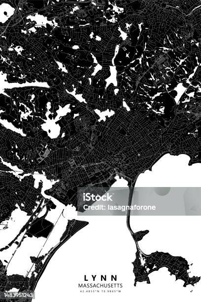 Lynn Massachusetts Usa Vector Map Stock Illustration Download Image Now Abstract Aerial