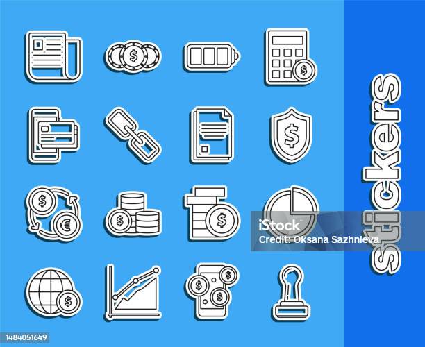 Tetapkan Stempel Garis Infografis Diagram Lingkaran Perisai Dengan