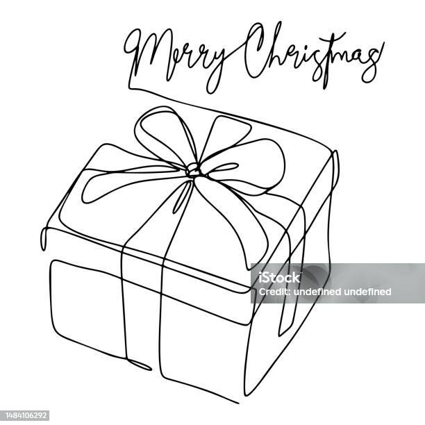 Cadeau Dune Ligne Joyeux Lettrage De Noël Dessin Au Trait Continu