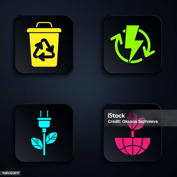 Réglez Le Globe Terrestre Et La Feuille Bac À Recyclage Avec Symbole De