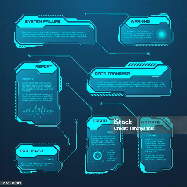 Éléments Hud Ou Ui Futuristes Bleus Zones De Texte De Linterface