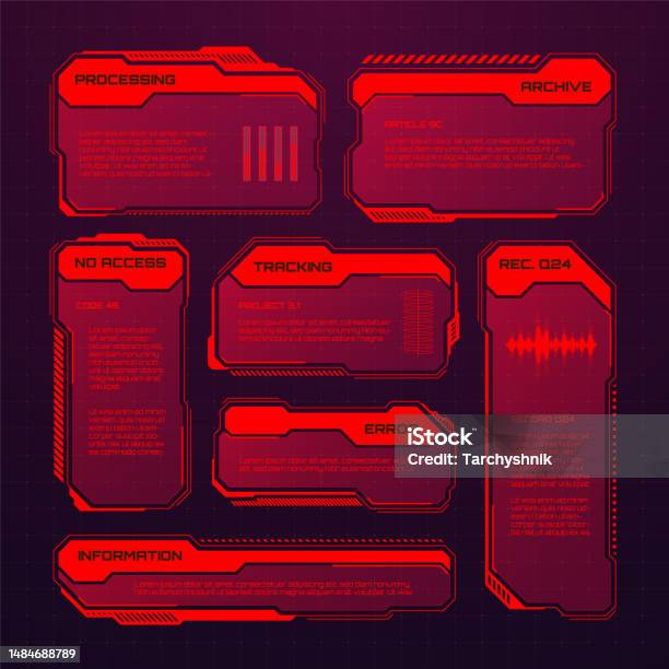 Éléments Hud Ou Ui Futuristes Rouges Zones De Texte De Linterface