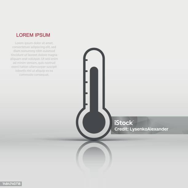 Ikon Termometer Vektor Dalam Gaya Datar Piktogram Ilustrasi Tanda