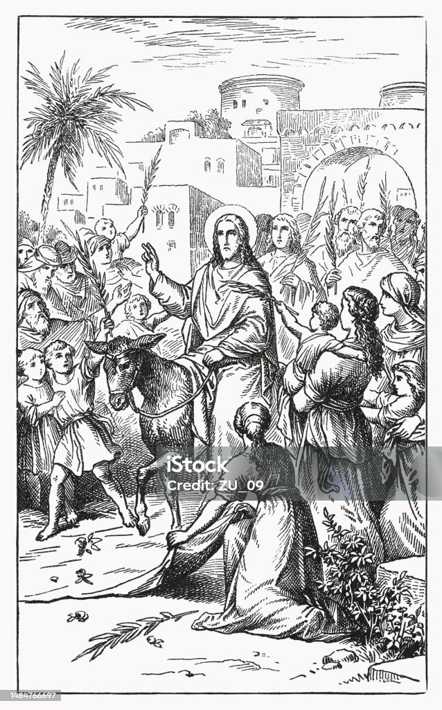 Masuknya Yesus Ke Yerusalem Ukiran Kayu Diterbitkan Tahun 1898