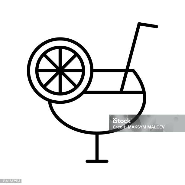 Alcoholic Cocktail Line Icon Cocktail Glasses Icon Vector Isolated On