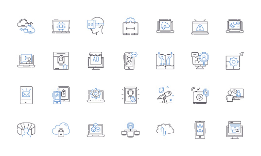Ilustración De Colección De Iconos De Línea De Tecnología Web Html Css Javascript Php Python