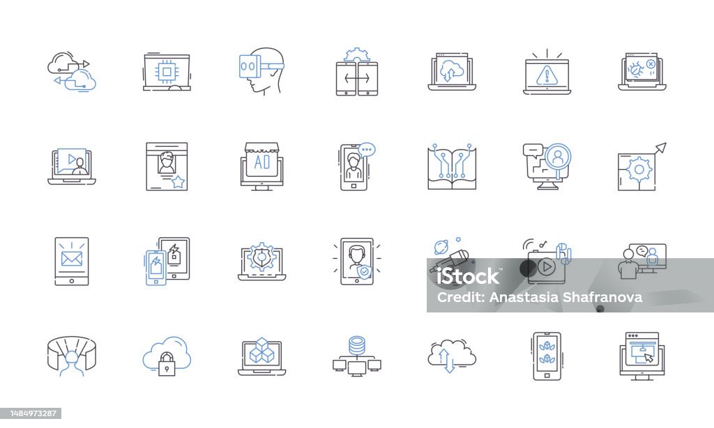 Web Technology Line Icons Collection Html Css Javascript Php Python Ruby Aspnet Vector And