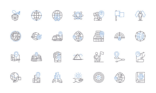 Wayfinding Line Icons Collection Navigation Direction Signage Orientation Mapping Sightline