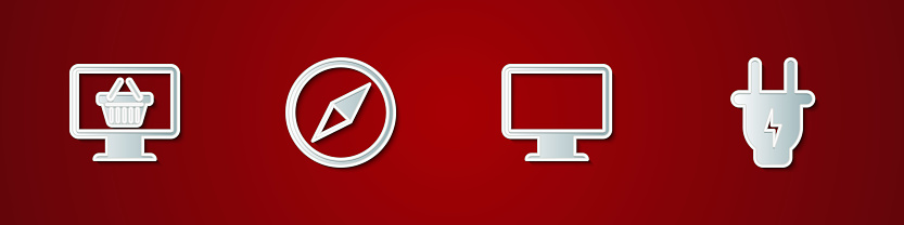 Réglez Moniteur Avec Panier Rose Des Vents Écran Décran Dordinateur Et