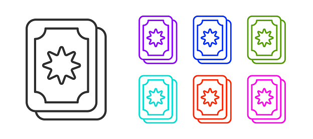 Icône De Cartes De Tarot À Ligne Noire Isolée Sur Fond Blanc Jeu