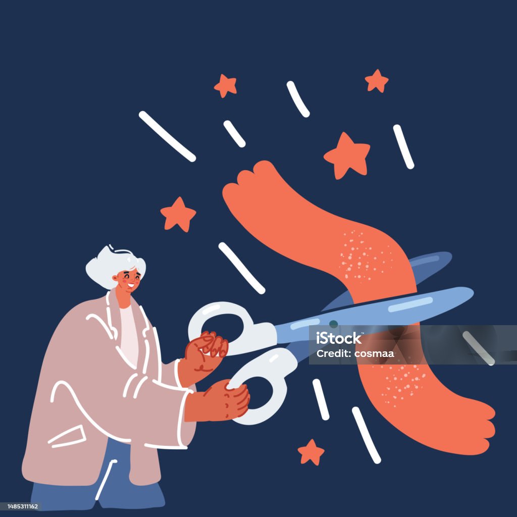 Cartoon Vector Illustration Of Woman Cutting Red Ribbon Stock ... Cartoon Vector Illustration Of Woman Cutting Red Ribbon Stock ...