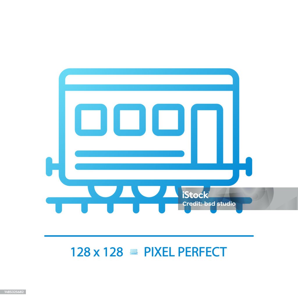 Passenger Railroad Carriage Pixel Perfect Gradient Linear Vector Icon