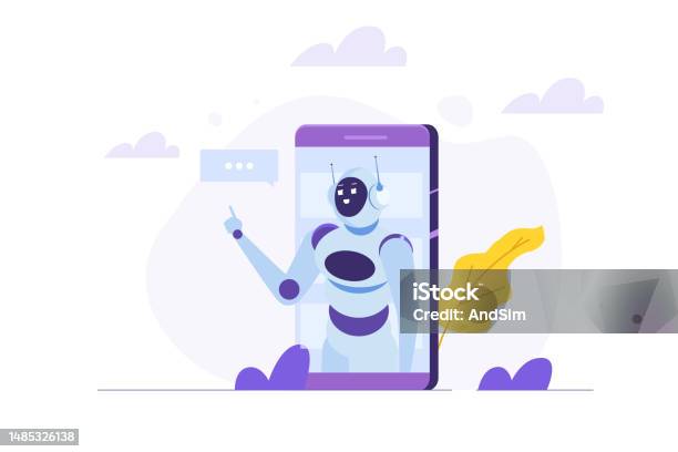 Konsep Chatbot Pria Yang Bicara Dengan Robot Layanan Dukungan Pelanggan ... Konsep Chatbot Pria Yang Bicara Dengan Robot Layanan Dukungan Pelanggan ...