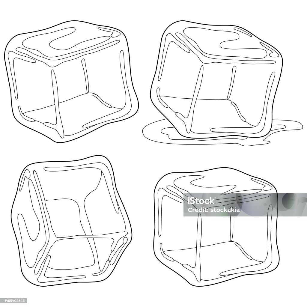 Ice Cubes Vector Black And White Coloring Page Stock Illustration