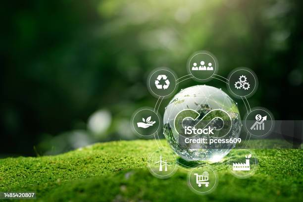 Circular Economy Conceptcrystal Globe With A Circular Economy Icon ... Circular Economy Conceptcrystal Globe With A Circular Economy Icon ...