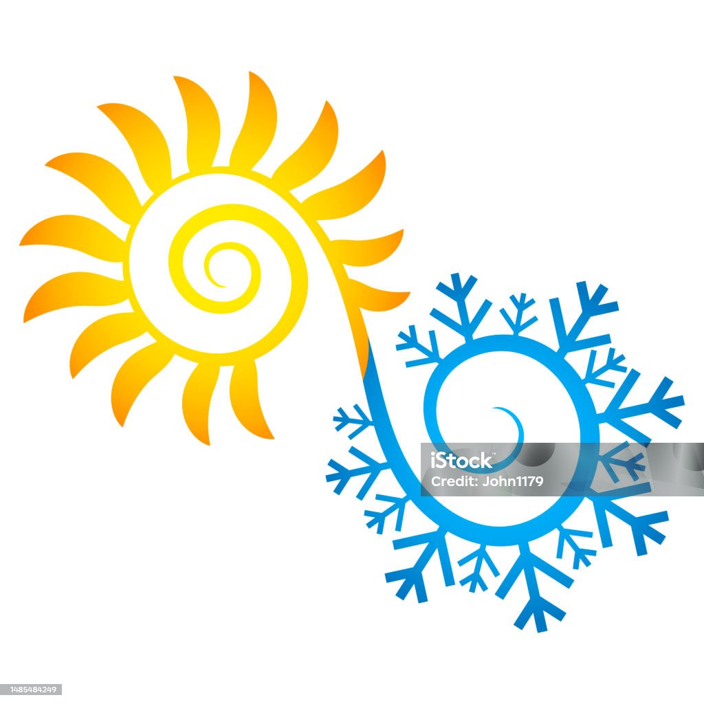 Soleil Et Flocon De Neige Design Unique Symbole De Climatisation Et De