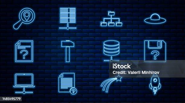 Set Garis Kapal Roket Dengan Api Dokumen Tidak Dikenal Pohon Folder