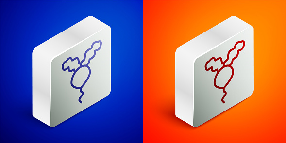 Ligne Isométrique Icône De Radis Isolée Sur Fond Bleu Et Orange Bouton
